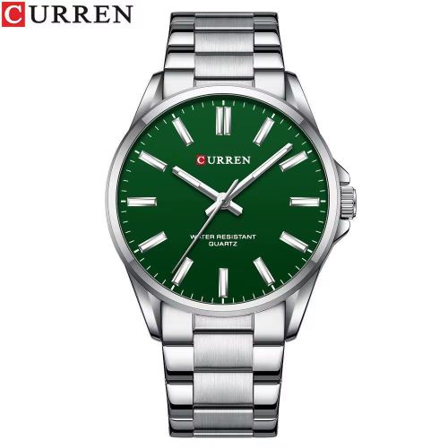 Curren Montre Homme Argenté Font Vert - Prix pas cher
