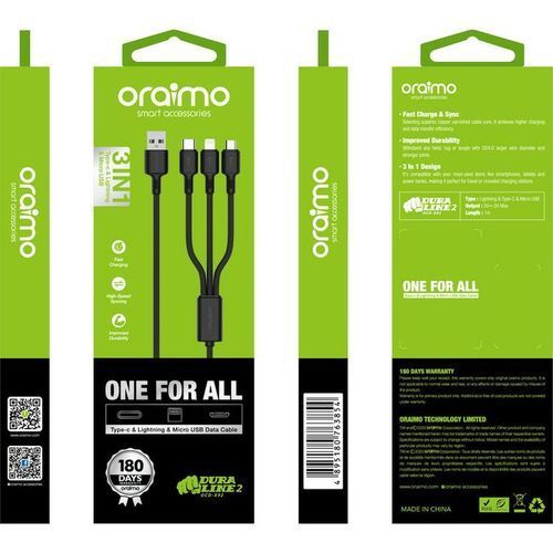 Oraimo Câble 3IN1 LIGHTNING - MICRO USB - Type-C - ORAIMO DURA LINE 2 ...