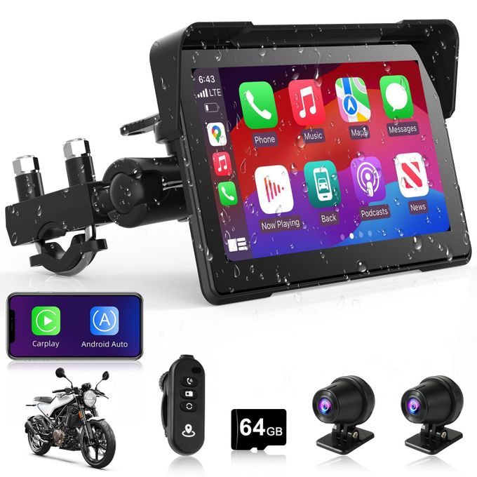 Gm Motoradio CarPlay/Android Auto GPS + double caméra