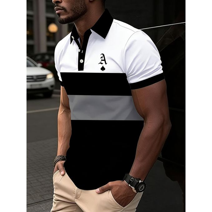 Gadtom Polo homme à imprimé numérique 3D, color block