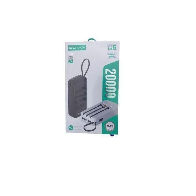 Sovo POWER BANK 20000Mah Cramponné avec plusieurs câble de