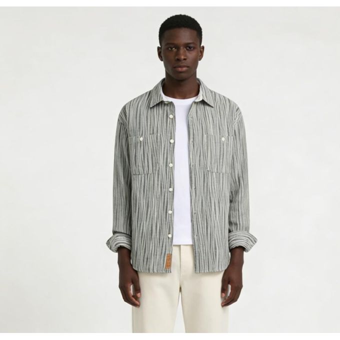 VEOUNDK Chemise Décontractée Homme Rayée Mélange Lin