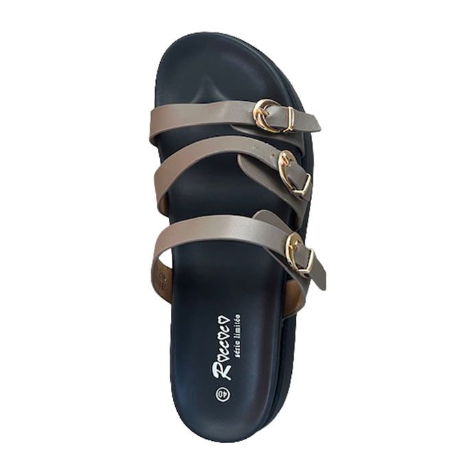 Roccoco Sandales Compensées avec Lanière pour Femme - Gris