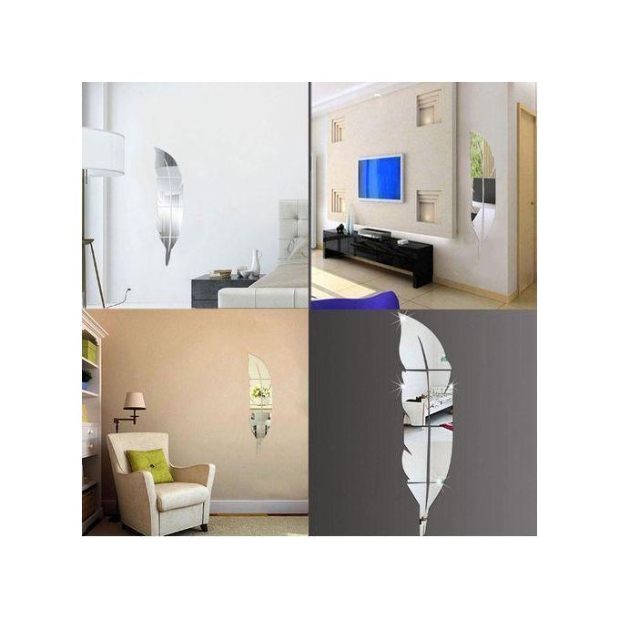 Generic Sticker mural miroir 3D Plumes à faire soi-même