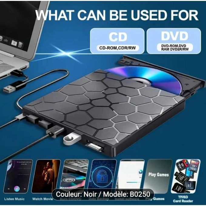 Generic Lecteur Graveur CD DVD Externe Portable USB 3.0