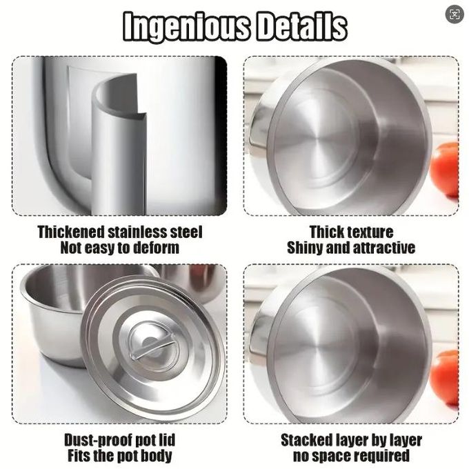 Generic Ensemble de 5 casseroles en acier inoxydable - Bol à pâtisserie ...