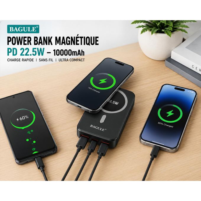 Article BAGULE Power Bank Magnétique 10000mAh – Charge