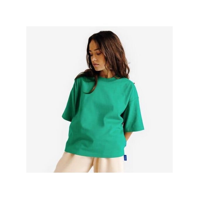 Decathlon T-Shirt Crop Oversize Femme - Vert - Coupe