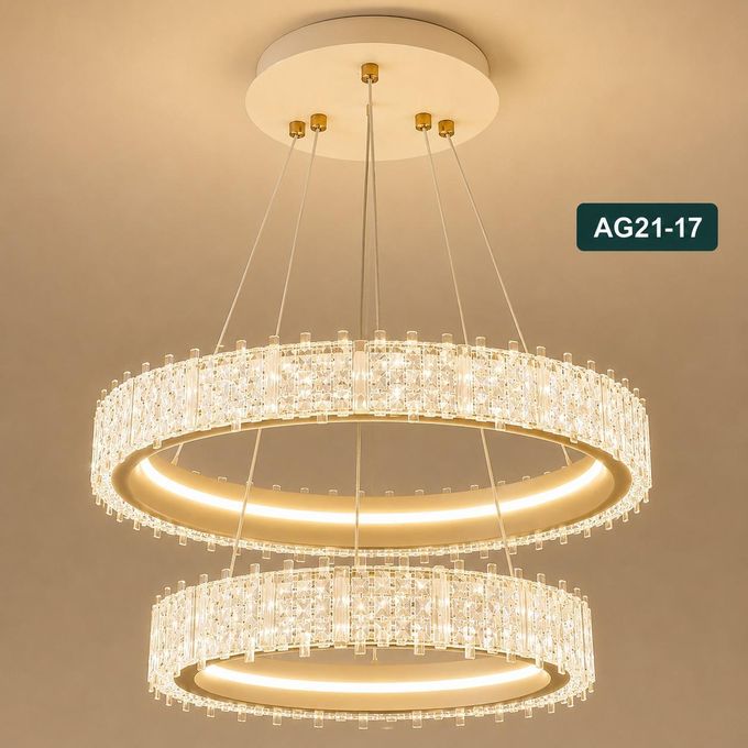 Generic Lustre Led Cristal Moderne Ag21-17 Double Anneau