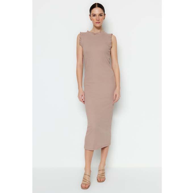Trendyol Robe Crayon Mi-Longue En Coton Extensible, À