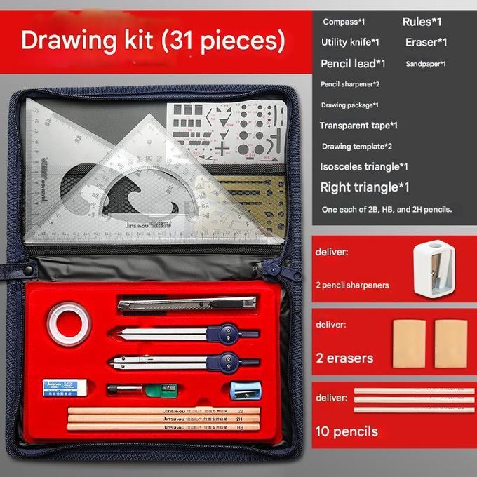 Generic Kit d'outils de dessin mécanique 31pcs, kit d'instruments de ...