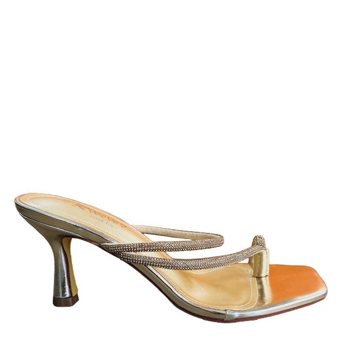 Roccoco Sandales à Talon avec Strass pour Femme - Doré