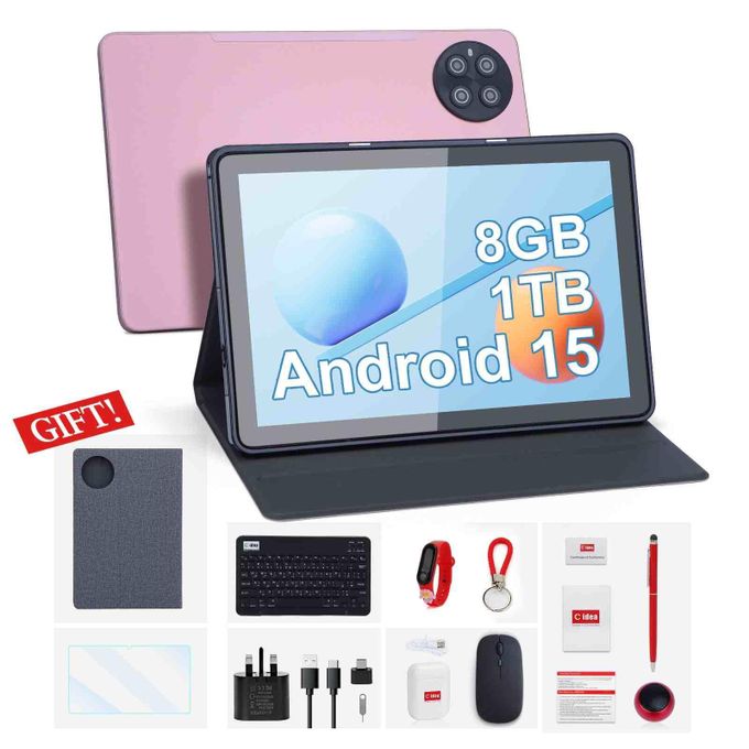 Cidea Tablettes Android 15, écran 10,1 pouces Sim 8 Go + 1