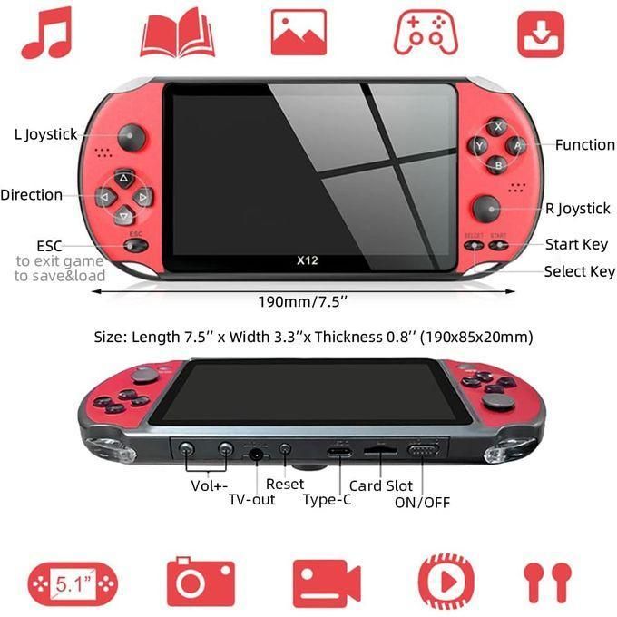 Mode Console De Jeu Vidéo Rétro Portable X12 Plus - 5.1