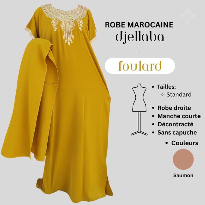 Djellaba Robe Dress Robe marocaine DJELLABA avec foulard - Prix pas ...